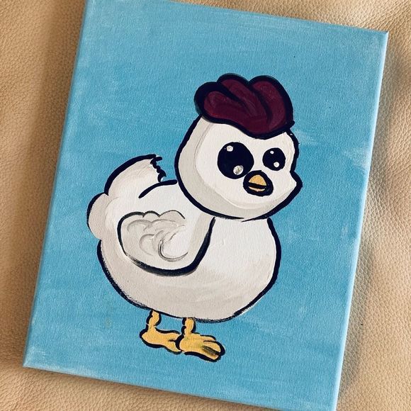 Art | Original Acrylic Chillin Chicken Painting | Poshmark
